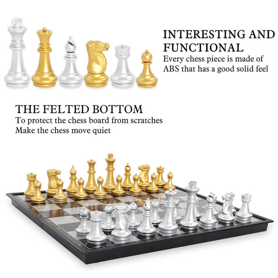 Gold Silver Folding Magnetic Chess Set | ChessLand – ChessLand Australia